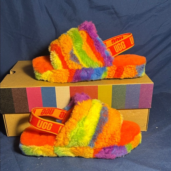 UGG | Shoes | Ugg Fluff Yeah Slide Cali Collage Rstr 4 Kids Qs | Poshmark
